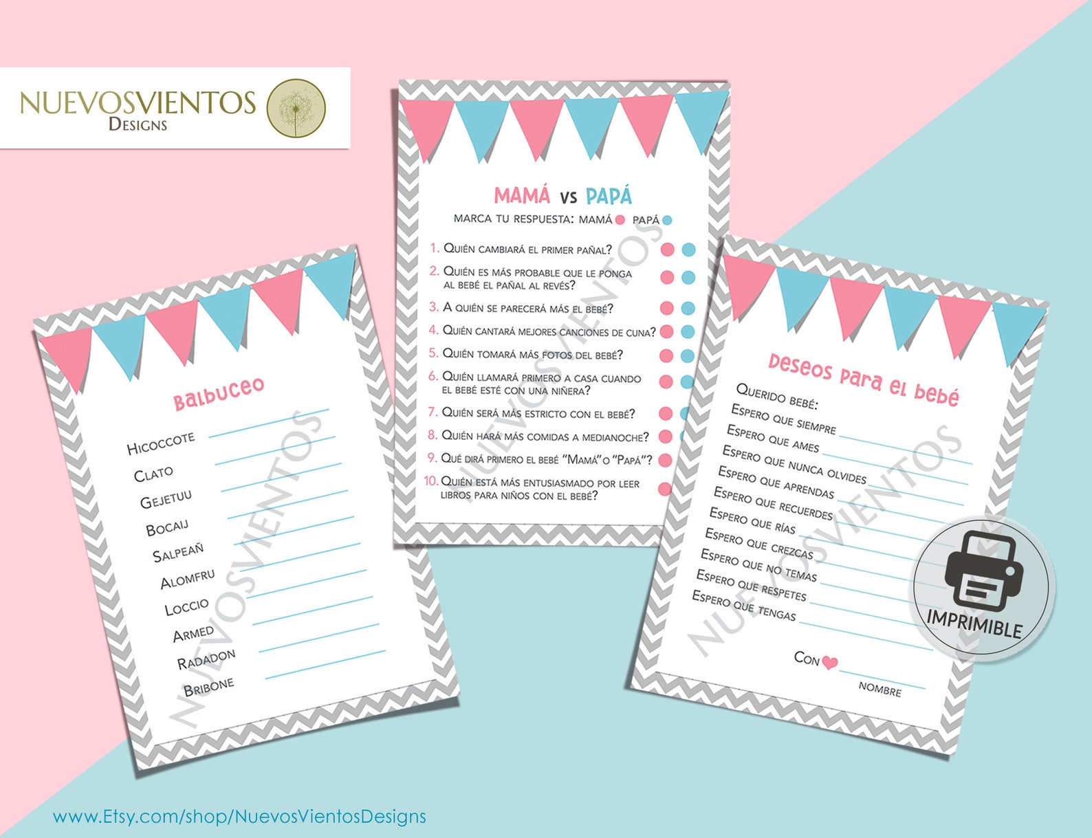 10 Gender Reveal Party Games in SPANISH Printable Sex Reveal - Etsy