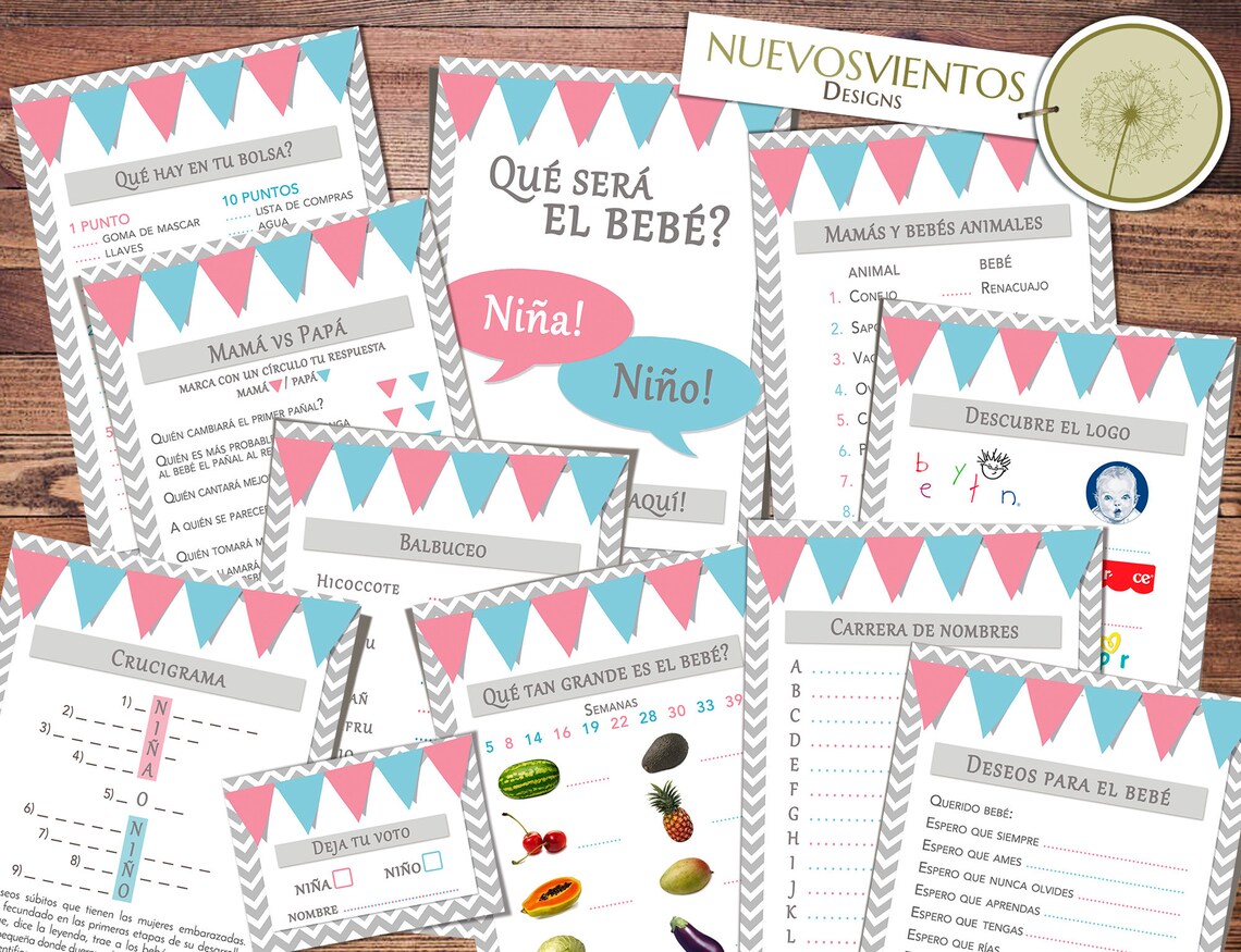 10 Gender Reveal Party Games in SPANISH Printable Sex Reveal - Etsy