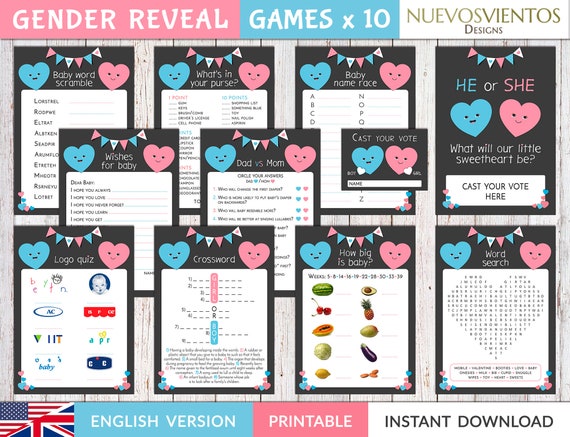 Sweetheart gender reveal games printable, Valentines day gender reveal ...