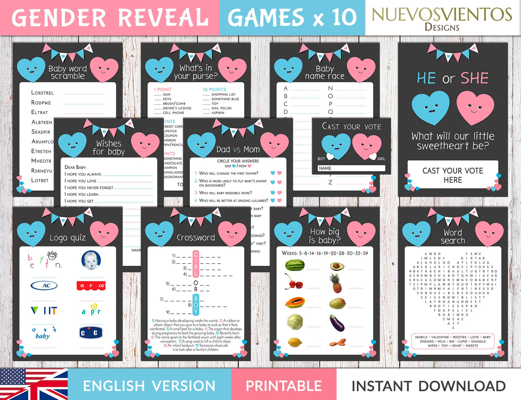Sweetheart Gender Reveal Games Printable Valentines Day - Etsy