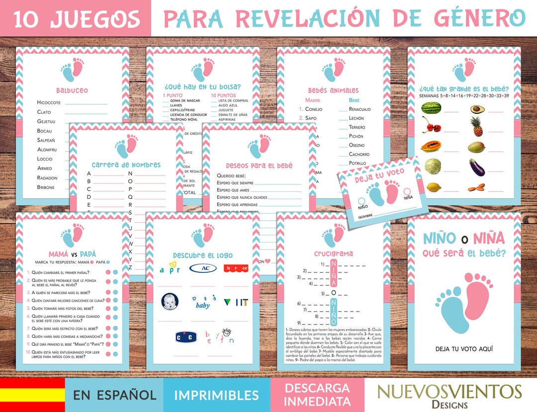 Sex Reveal Games in Spanish - 10 Baby Feet Gender Reveal Games ...