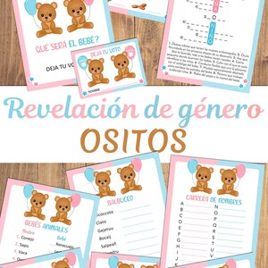 Spanish Teddy Bear Gender Reveal Games: 10 Printable Games (instant ...