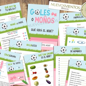 SPANISH Goals or Bows Gender Reveal Games Printable, Soccer Gender ...
