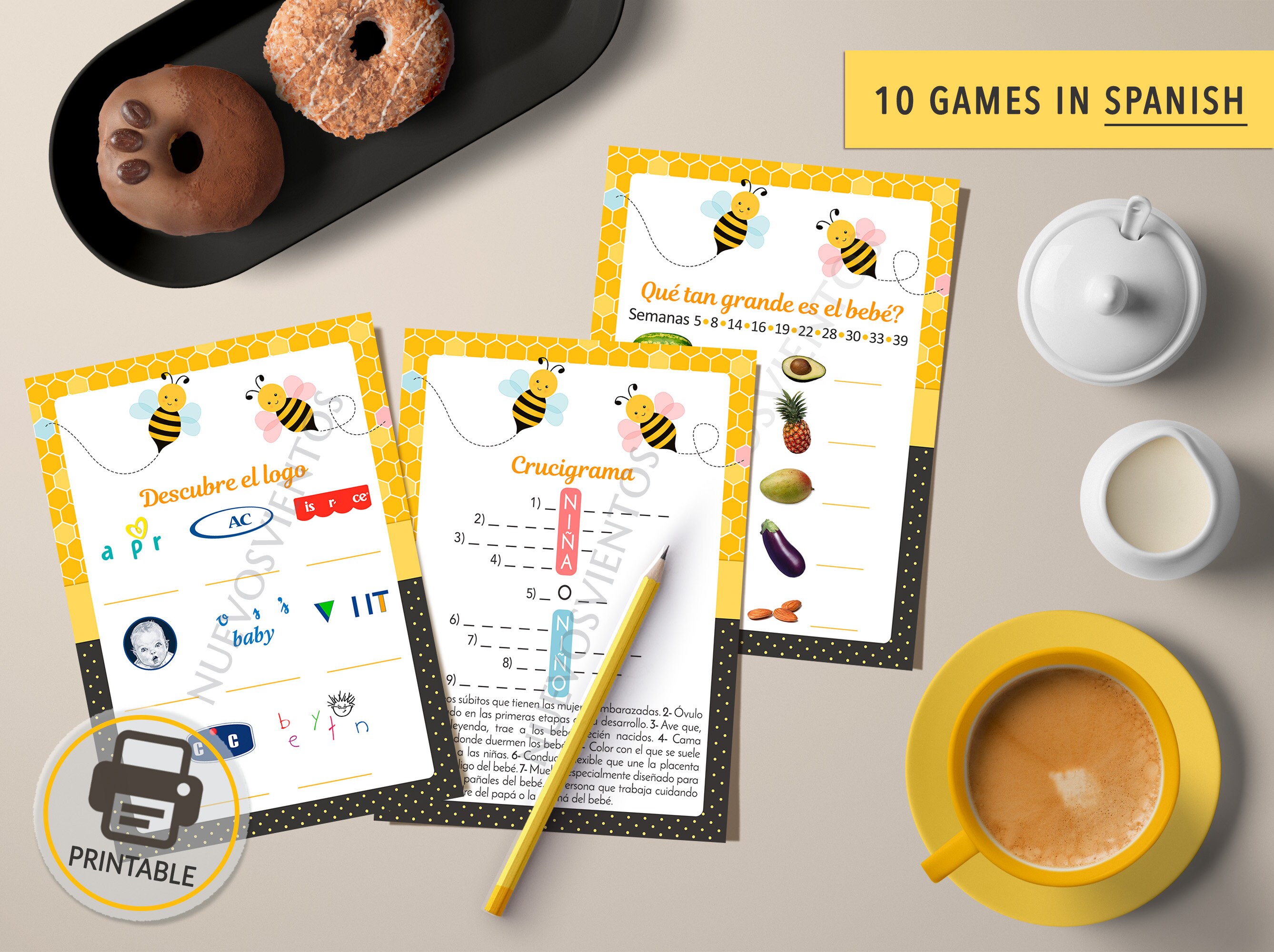 SPANISH Bee Gender Reveal Printable Games - Etsy