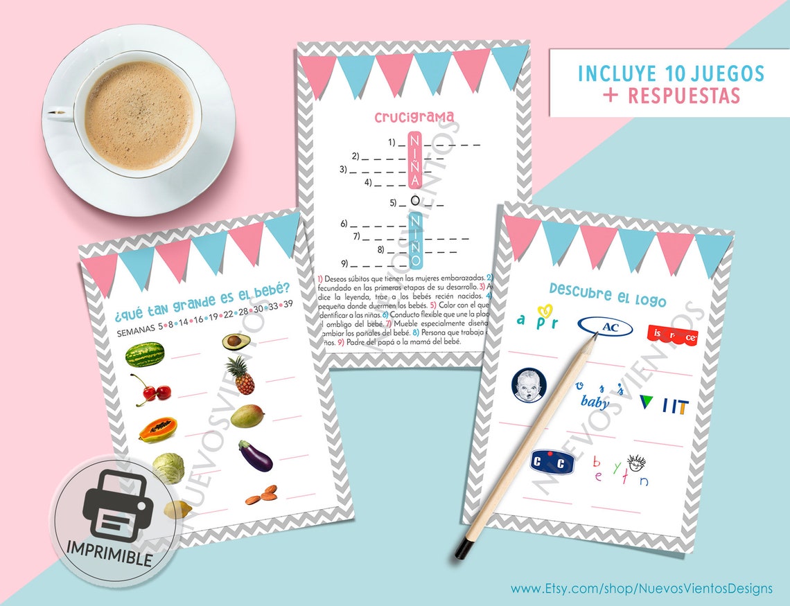 10 Gender Reveal Party Games in SPANISH Printable Sex Reveal - Etsy
