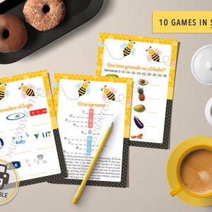 SPANISH Bee Gender Reveal Printable - 10 Gender Reveal Games in Spanish ...