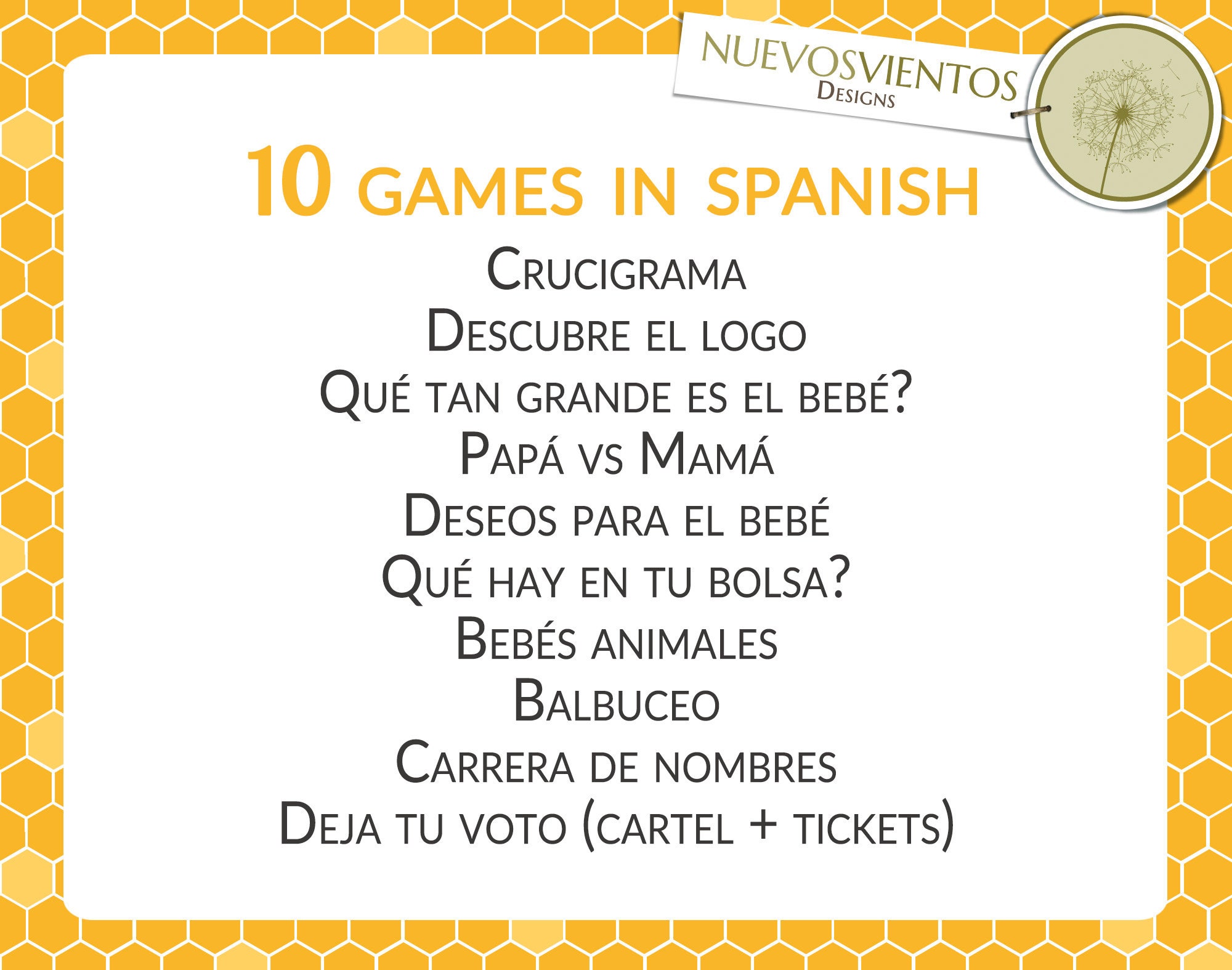 SPANISH Bee Gender Reveal Printable Games Instant Download - Etsy
