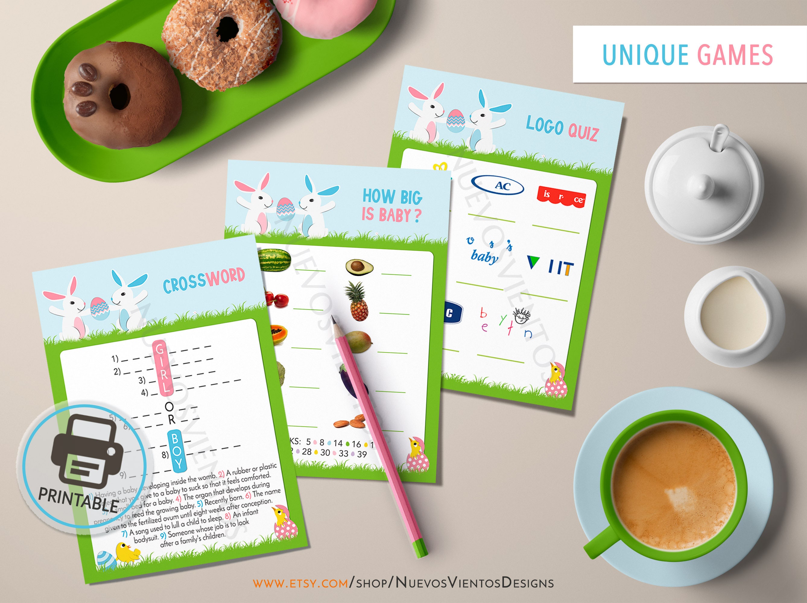 10 Easter Gender Reveal Games Printable - Bunny Themed Gender Reveal ...