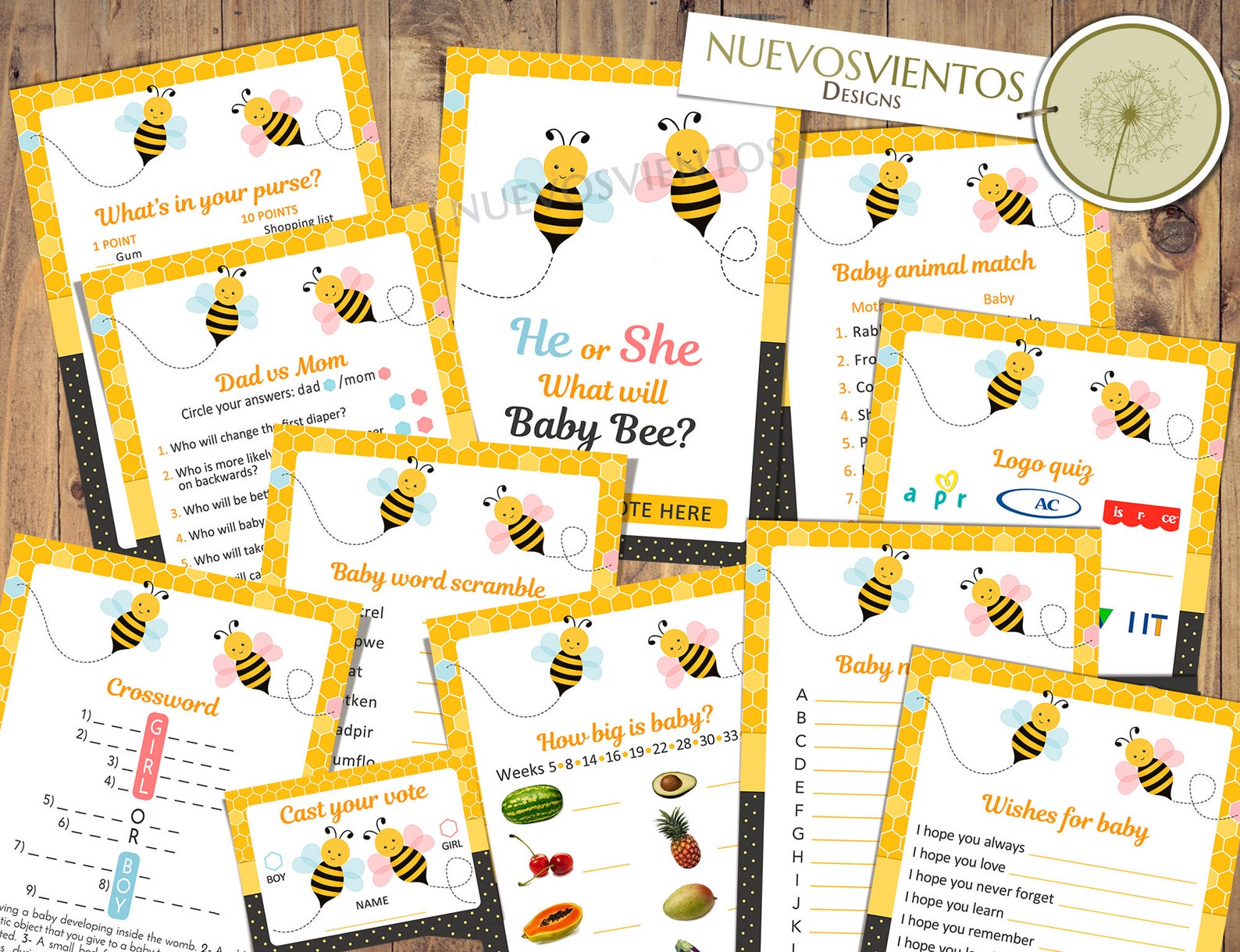 What Will It Bee Gender Reveal Games Printable - 10 Bee Gender Reveal ...