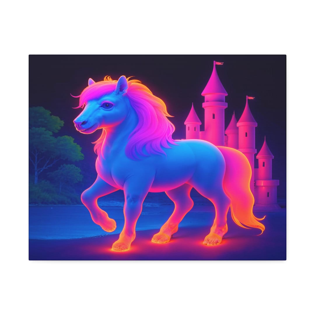 Neon Pony Canvas Print: Magical Kid's Room Wall Art - Etsy