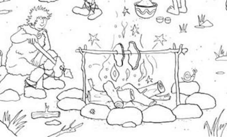 Giant Colouring Poster Dinosaur Cavemen 100 X 70cm - Etsy