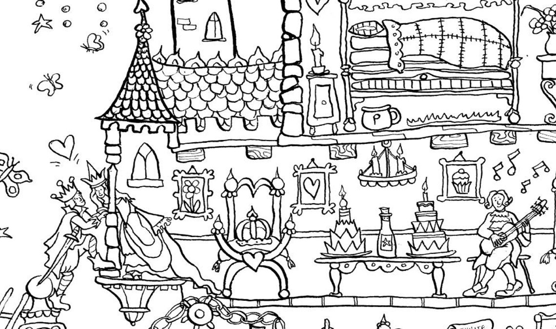 Giant Coloring Poster - Princess Palace 100 X 70cm - Etsy
