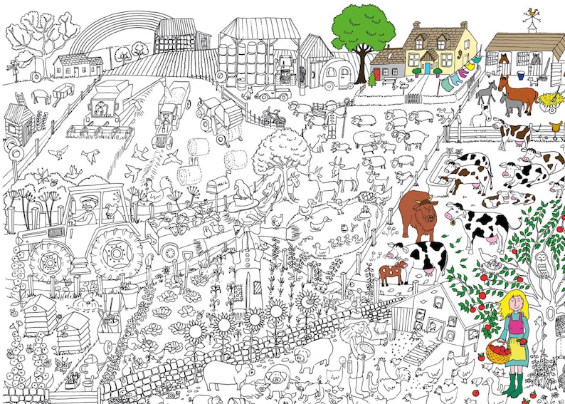Giant Colouring in Poster - Farm 100 X 70cm - Etsy