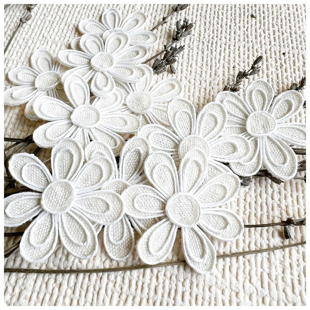 White Burlap Flowers Rustic Hessian Daisy Flowers Jute Floral ...