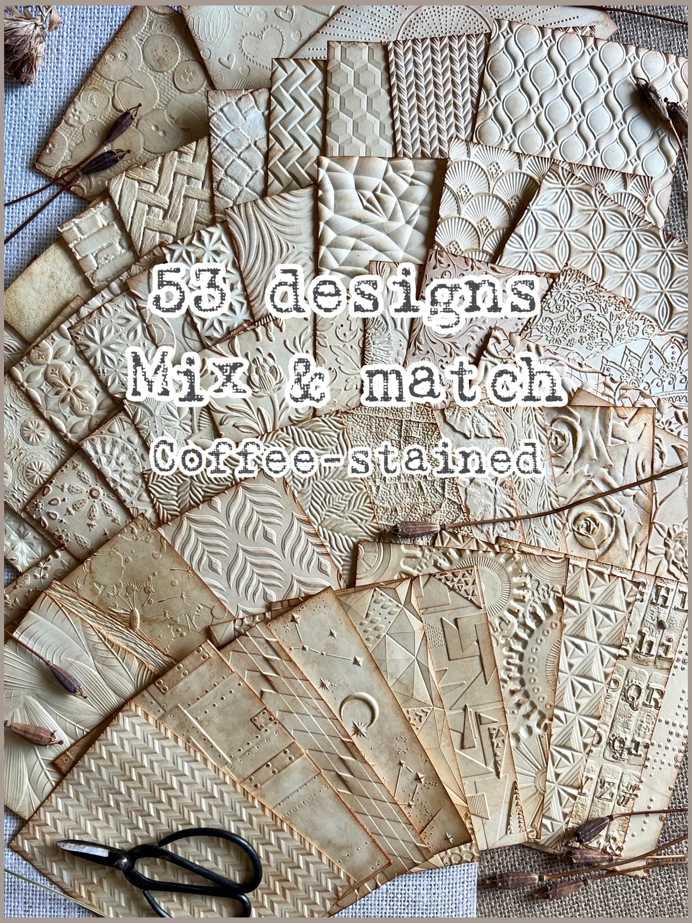 Mix and Match 12 Designs Out of 53 Available! Coffee-stained & Ink ...