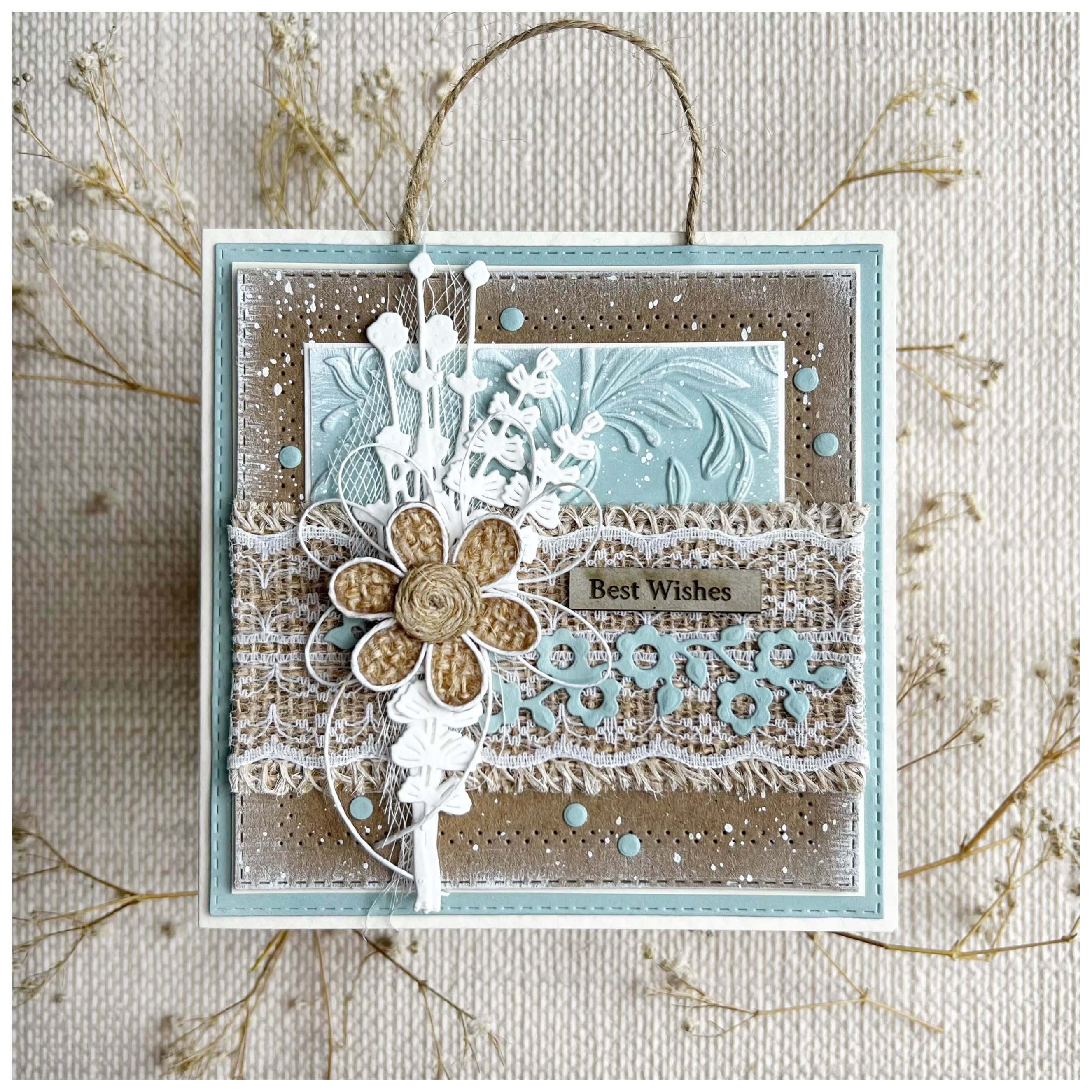 PERSONALISED Elegant Handcrafted 3D Card With Hessian Flower Wedding ...