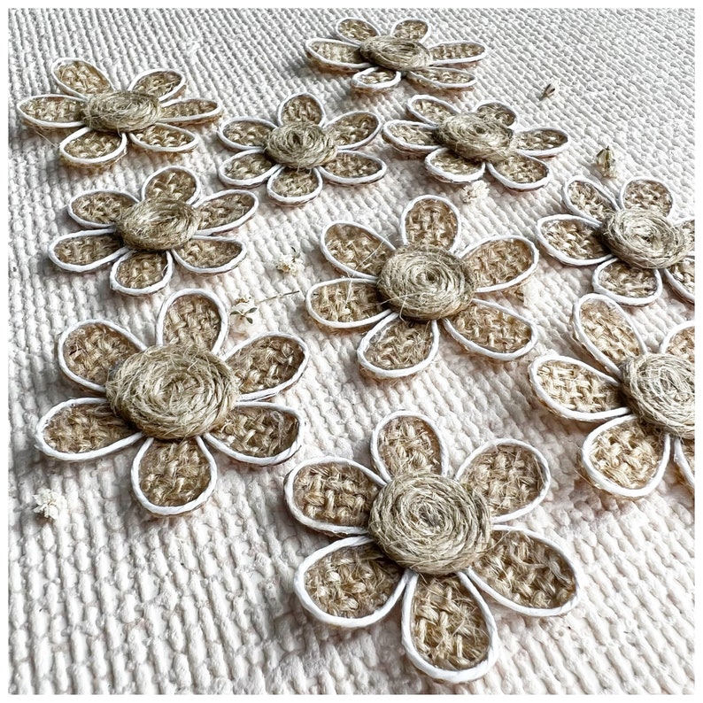 Handmade Burlap Flowers Gorgeous Rustic Daisy 3D Flowers Jute Floral ...