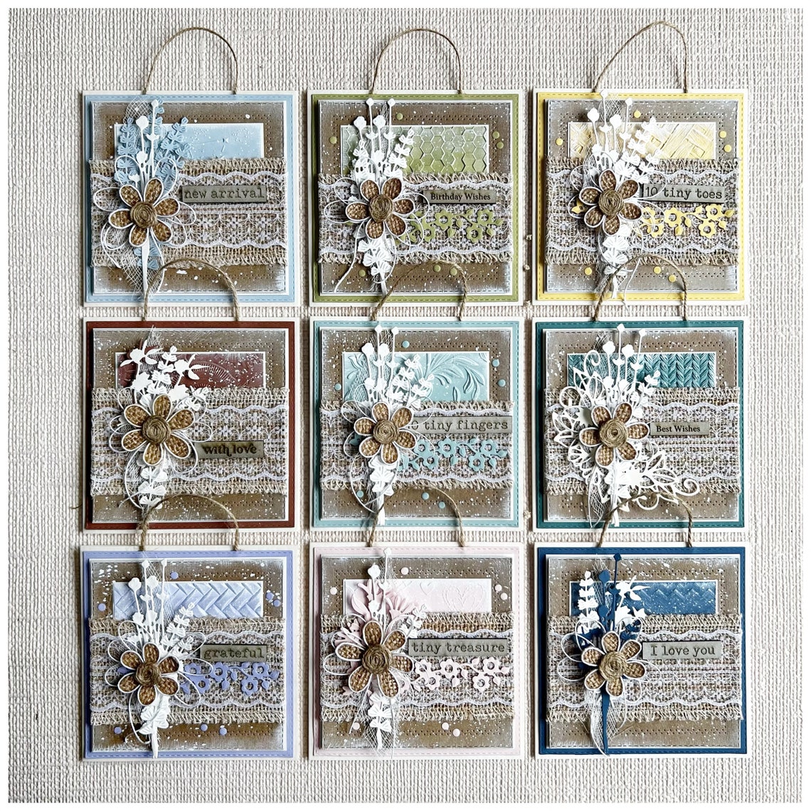 PERSONALISED Stylish Handmade 3D Card With Hessian Flower Happy ...