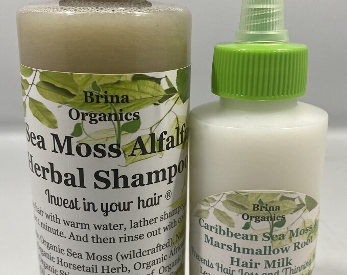 Sea Moss Alfalfa Shampoo and Sea Moss & Marshmallow Root Leave-in Hair ...