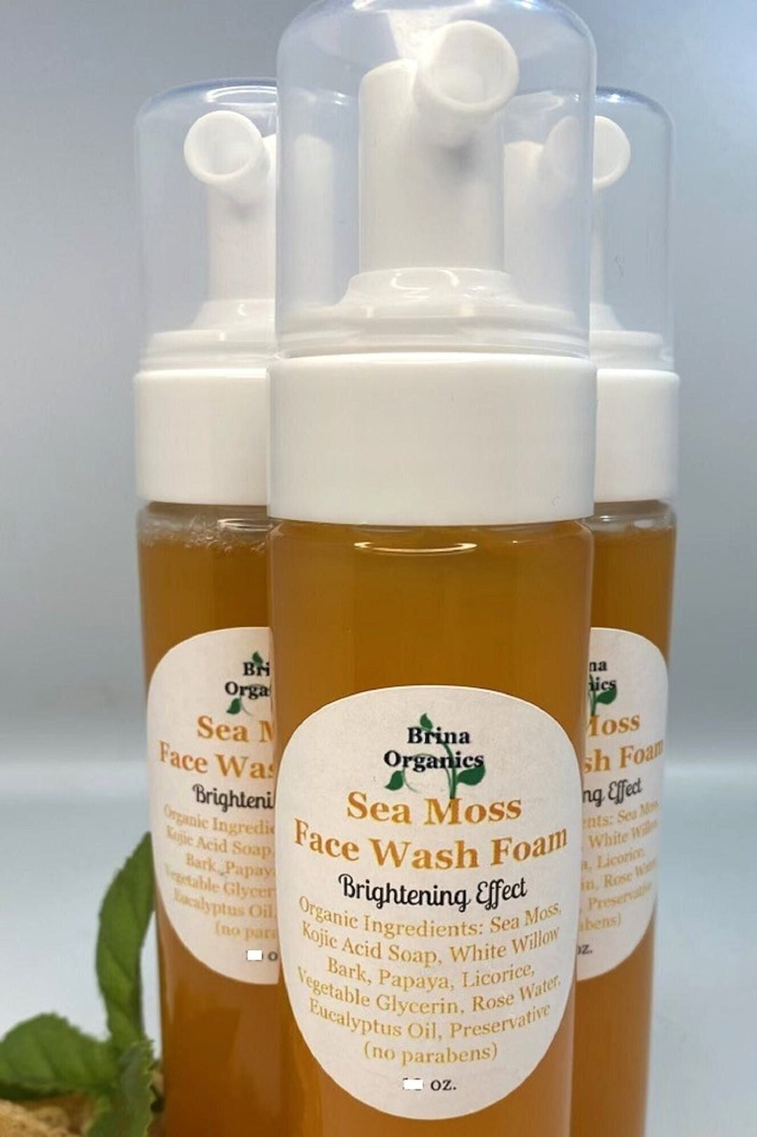 Sea Moss Kojic Acid Facial Wash Foam 8 Oz., Skin Care, Brina Organics - Etsy