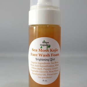Sea Moss Kojic Acid Facial Wash Foam 8 Oz., Skin Care, Brina Organics - Etsy