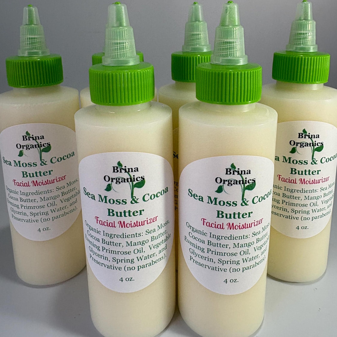 Sea Moss + Cocoa Butter Facial Moisturizer Serum, Facial Gloss, Natural Skin Care, Brina ...