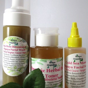 Sea Moss Skincare Bundle: Herbal Facial Wash, Toner, and Serum - Etsy