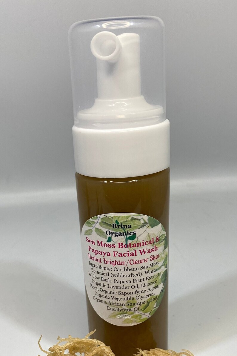 Sea Moss Papaya Facial Wash Foam, Natural Skin Care, Brina Organics - Etsy