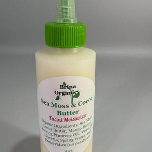Sea Moss + Cocoa Butter Facial Moisturizer Serum, Facial Gloss, Natural Skin Care, Brina ...