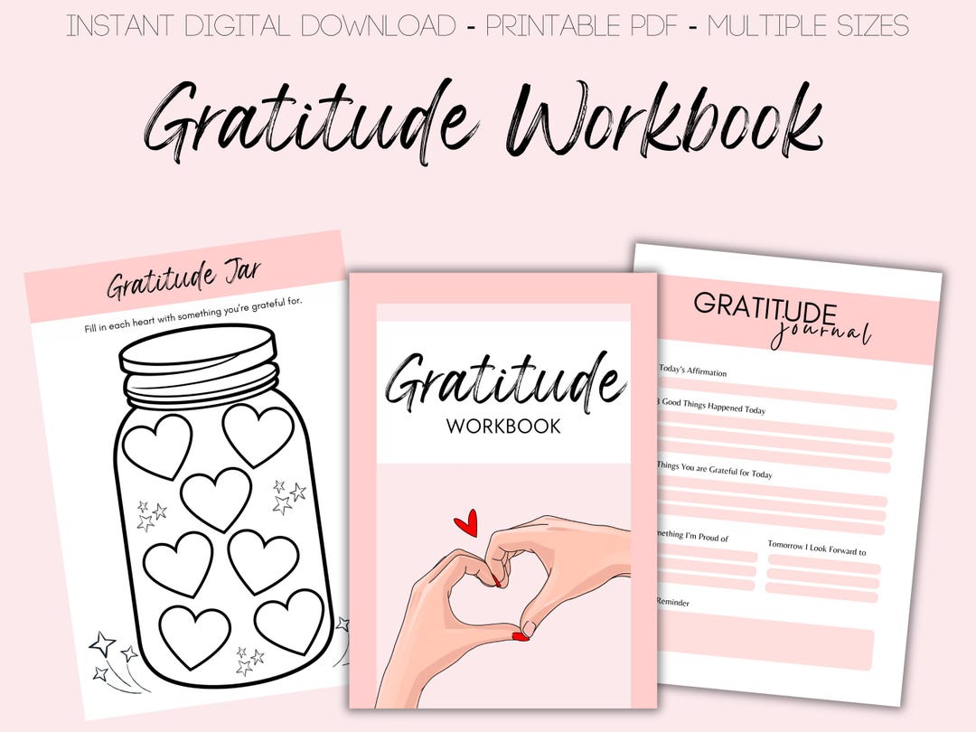 Gratitude Workbook Journal - Gratefulness Worksheets - Therapist ...