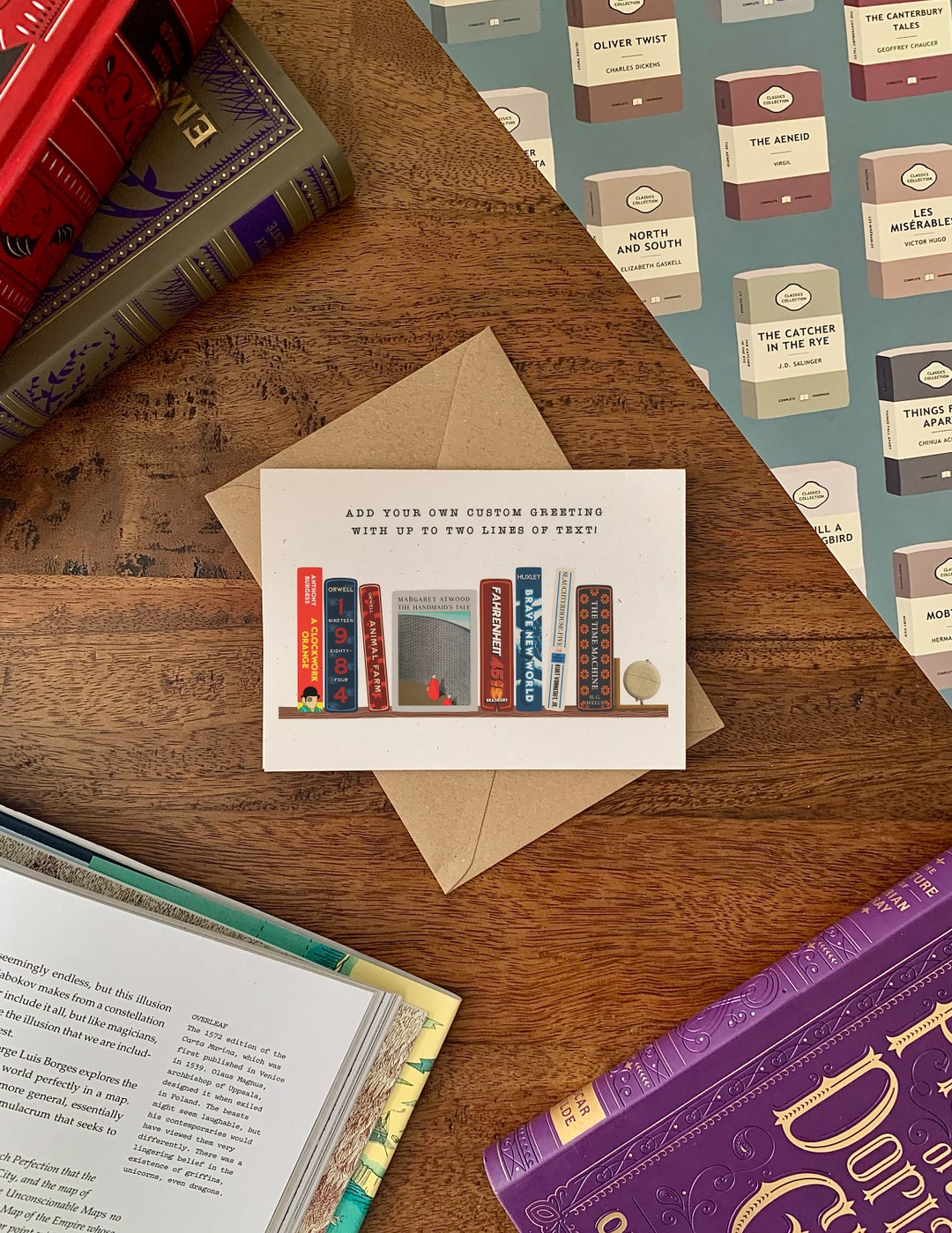 Dystopian Literature Bookshelf Card | Custom Personalized Text ...