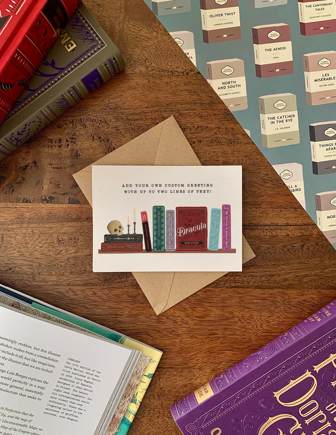 Gothic Literature Bookshelf Card | Custom Personalized Text | Bookish ...