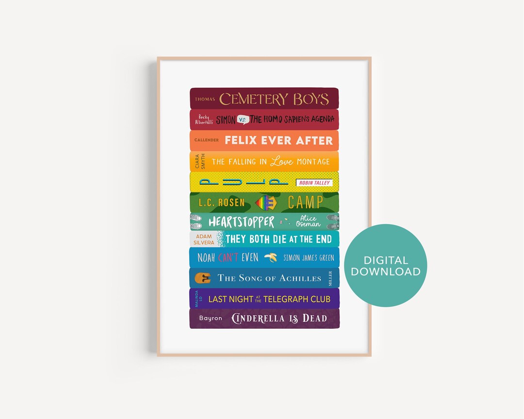 DIGITAL PRINT | Rainbow Book Stack Print | LGBTQ+ Pride Books | Read ...