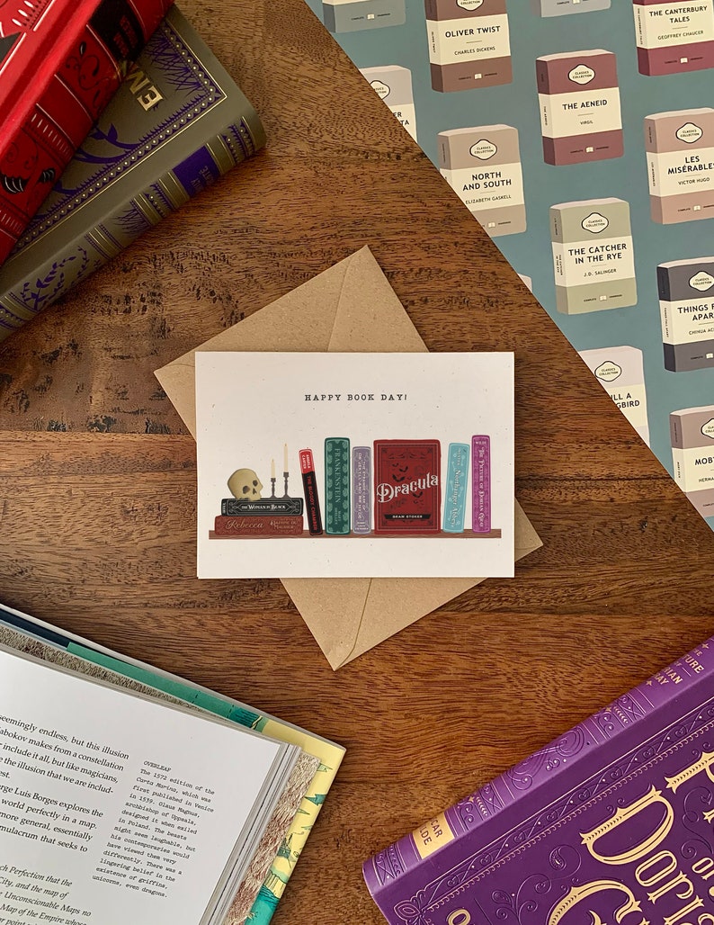 Gothic Literature Bookshelf Card | Custom Personalized Text | Bookish ...