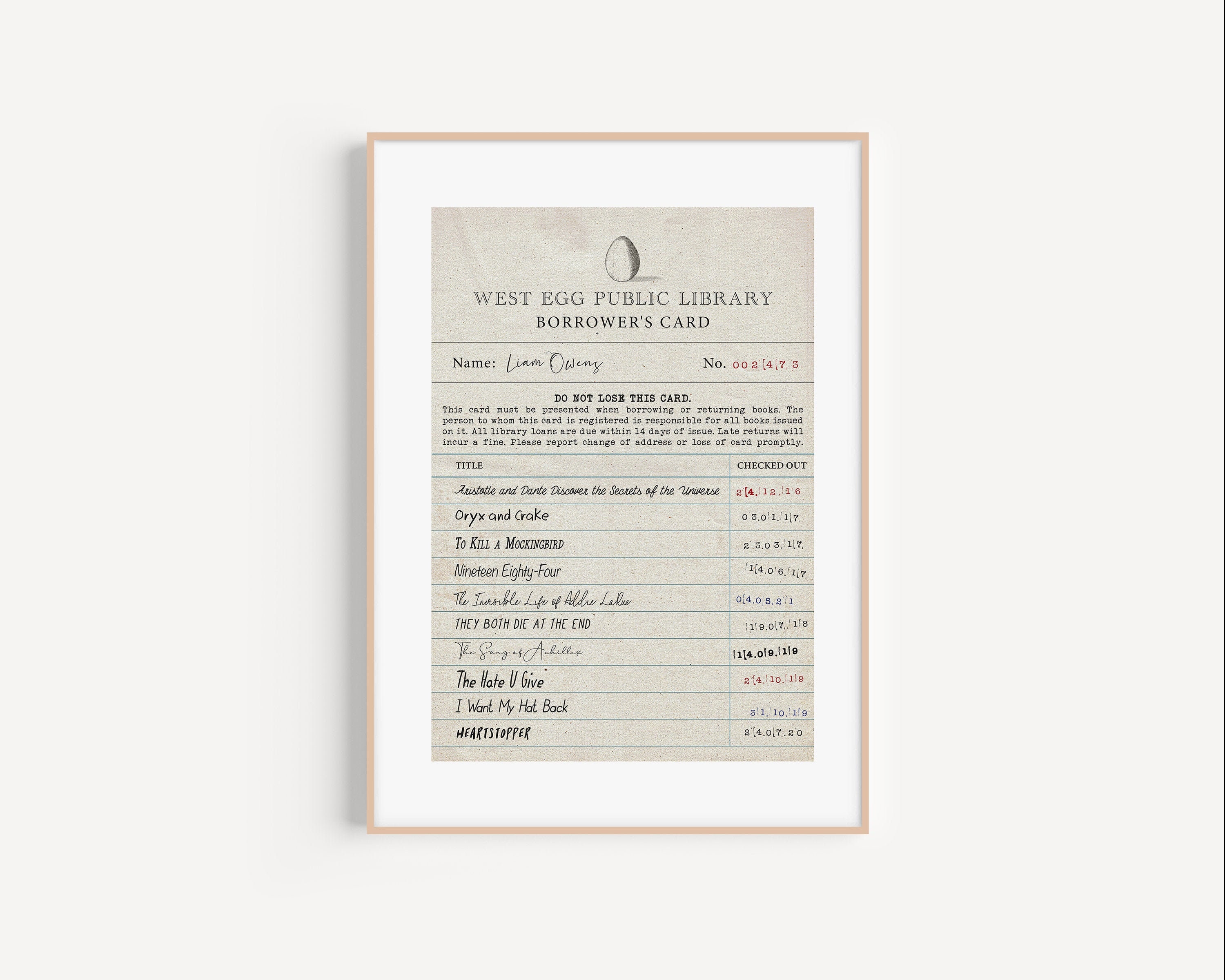 Library Borrowers Card Template