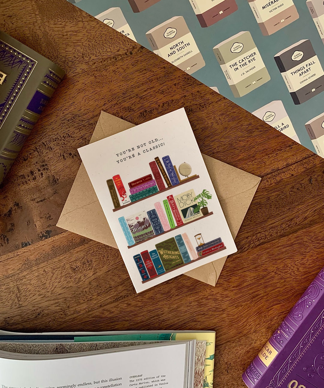 Classic Books Card | Custom Personalised Text | Birthday Card | Bookish ...