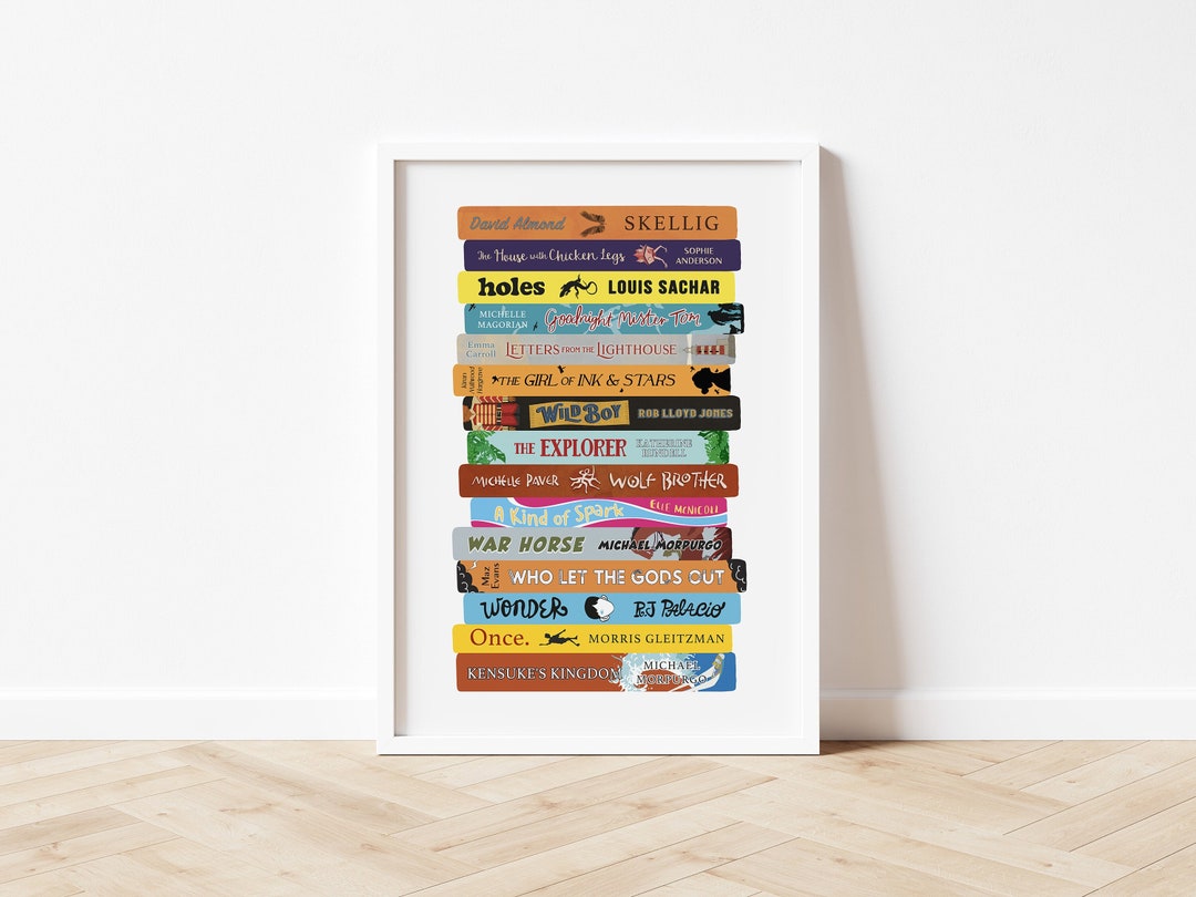 Children's Book Stack Print | Classroom Poster | Teachers Gift | Book ...