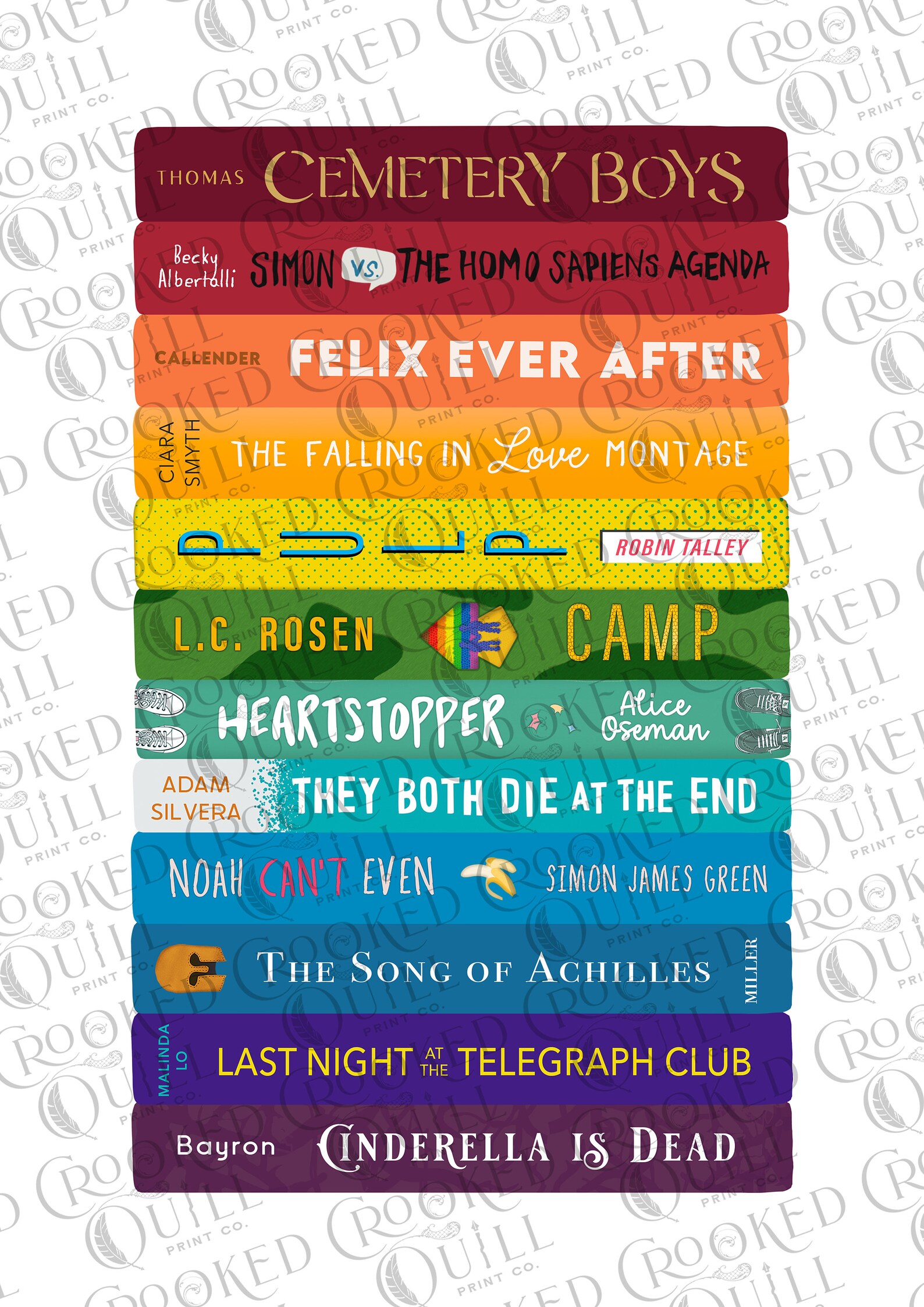 Rainbow Book Stack Print | LGBTQ+ Pride Books | Read With Pride | Book ...
