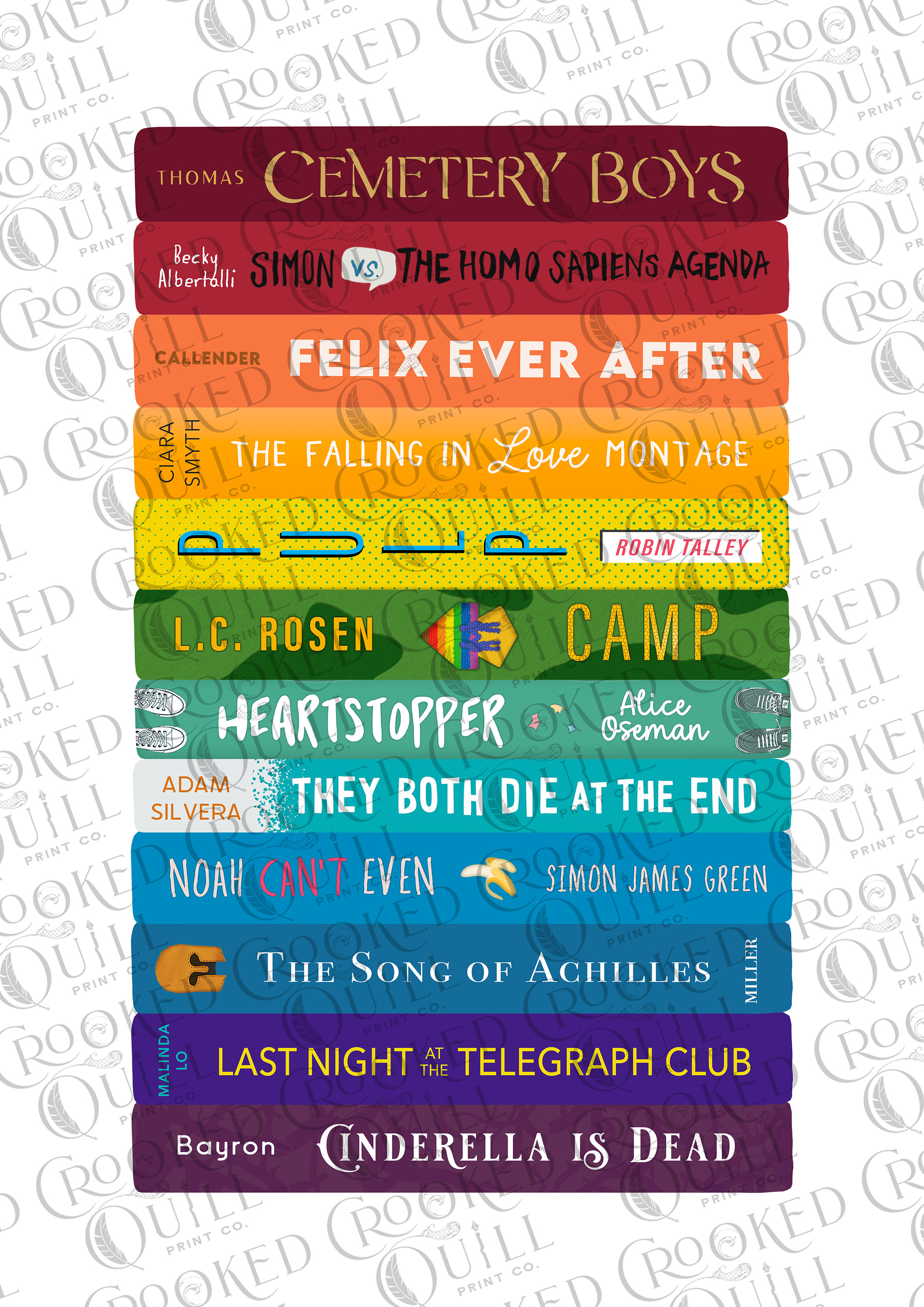 Rainbow Book Stack Print | LGBTQ+ Pride Books | Read With Pride | Book ...