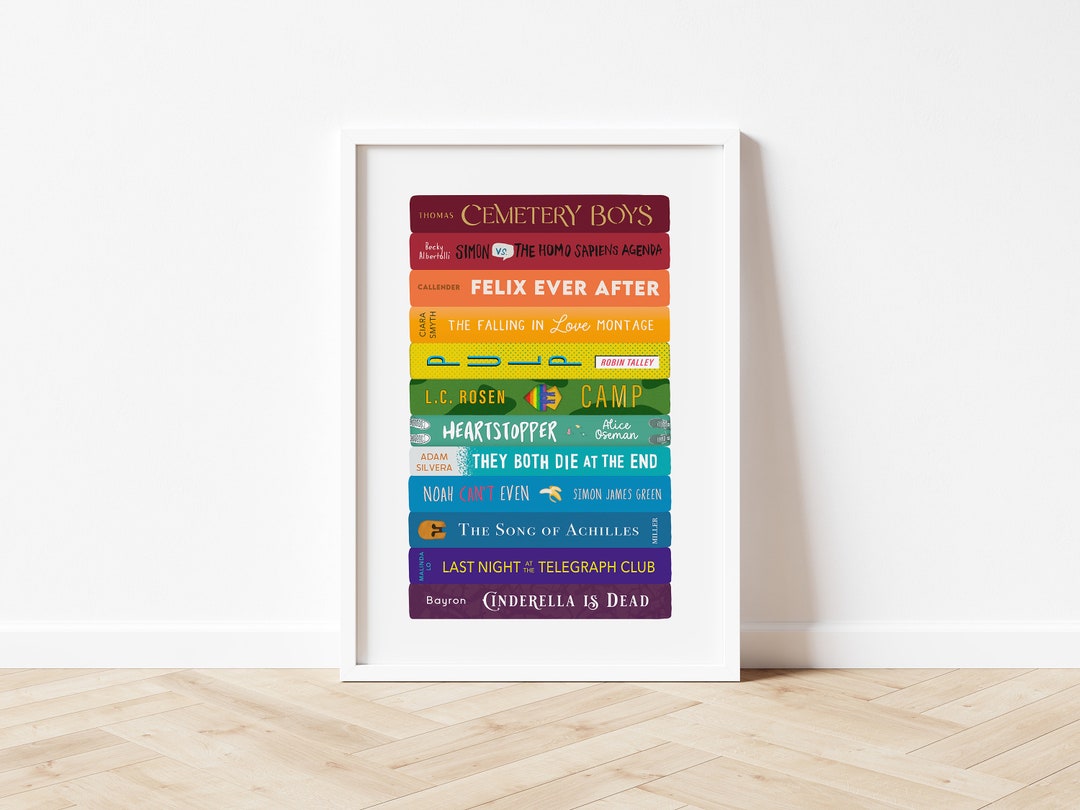 Rainbow Book Stack Print | LGBTQ+ Pride Books | Read With Pride | Book ...