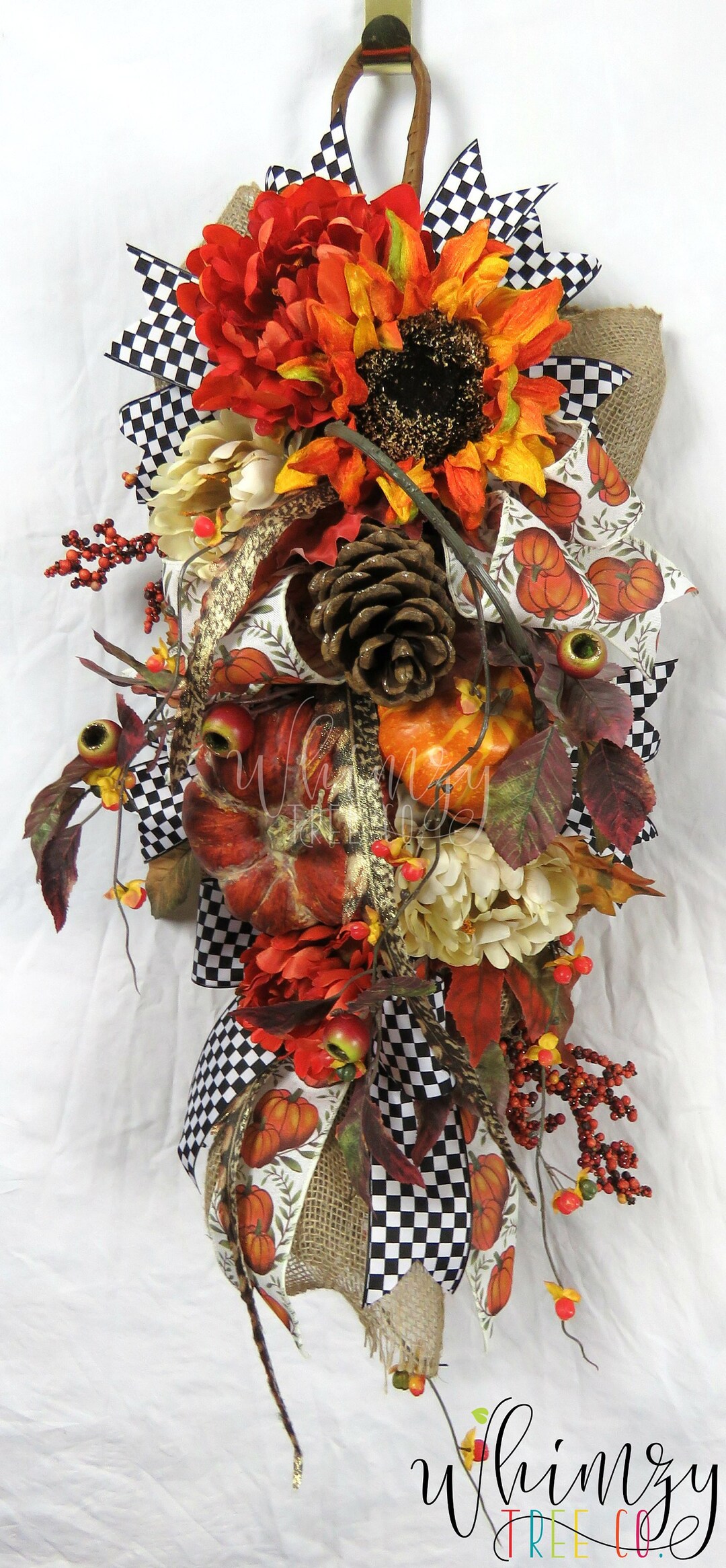 Autumn Swag for Front Door / Fall Swag / Rustic Wreath / Farmhouse ...