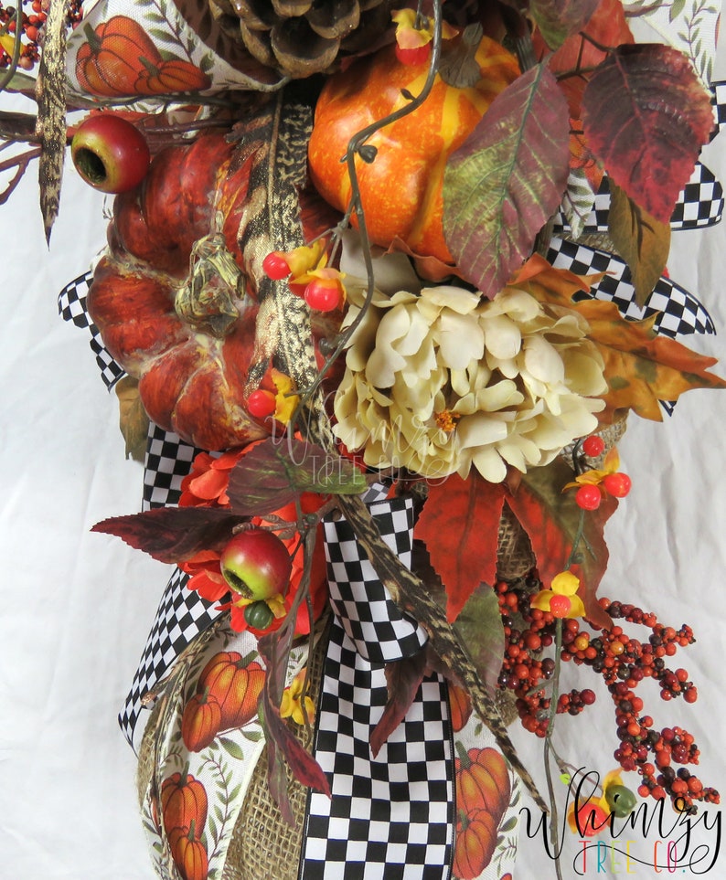 Autumn Swag for Front Door / Fall Swag / Rustic Wreath / Farmhouse ...