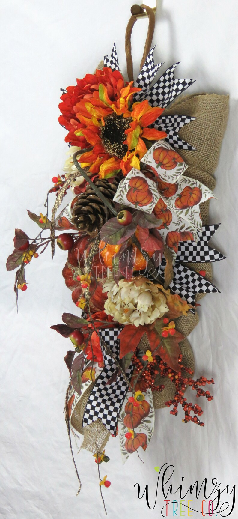 Autumn Swag for Front Door / Fall Swag / Rustic Wreath / Farmhouse ...