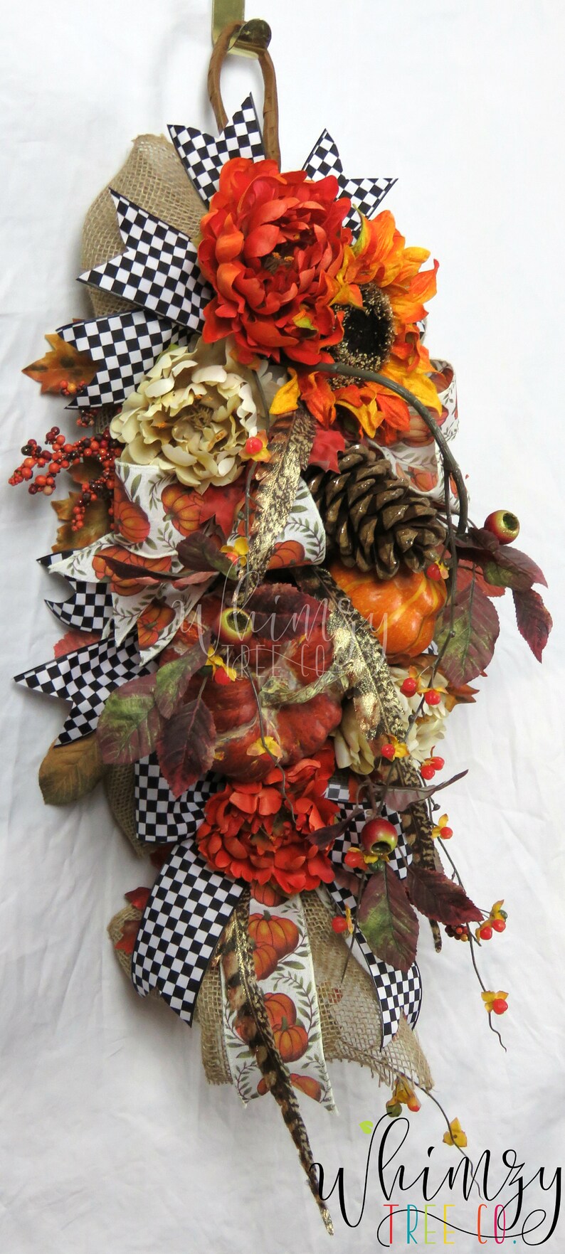 Autumn Swag for Front Door / Fall Swag / Rustic Wreath / Farmhouse ...