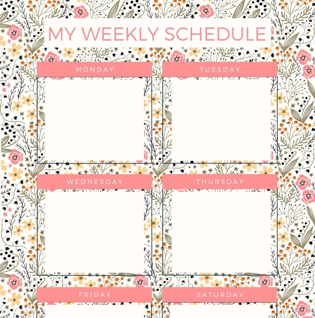 Weekly Schedule Printable PDF Download and Work in Progress Sheet ...