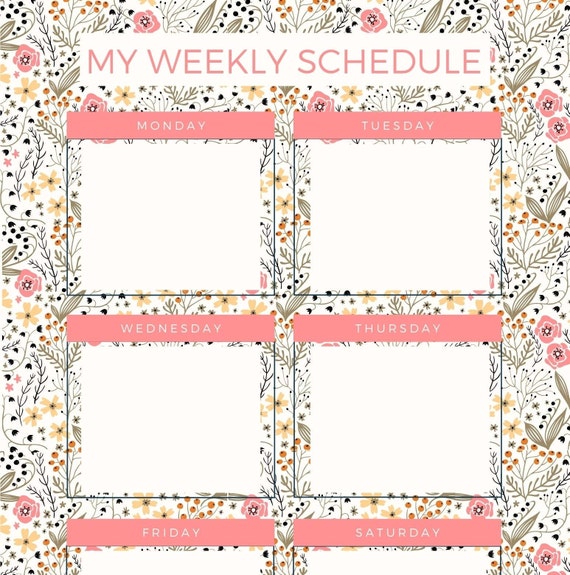 Weekly Schedule Printable PDF Download and Work in Progress | Etsy