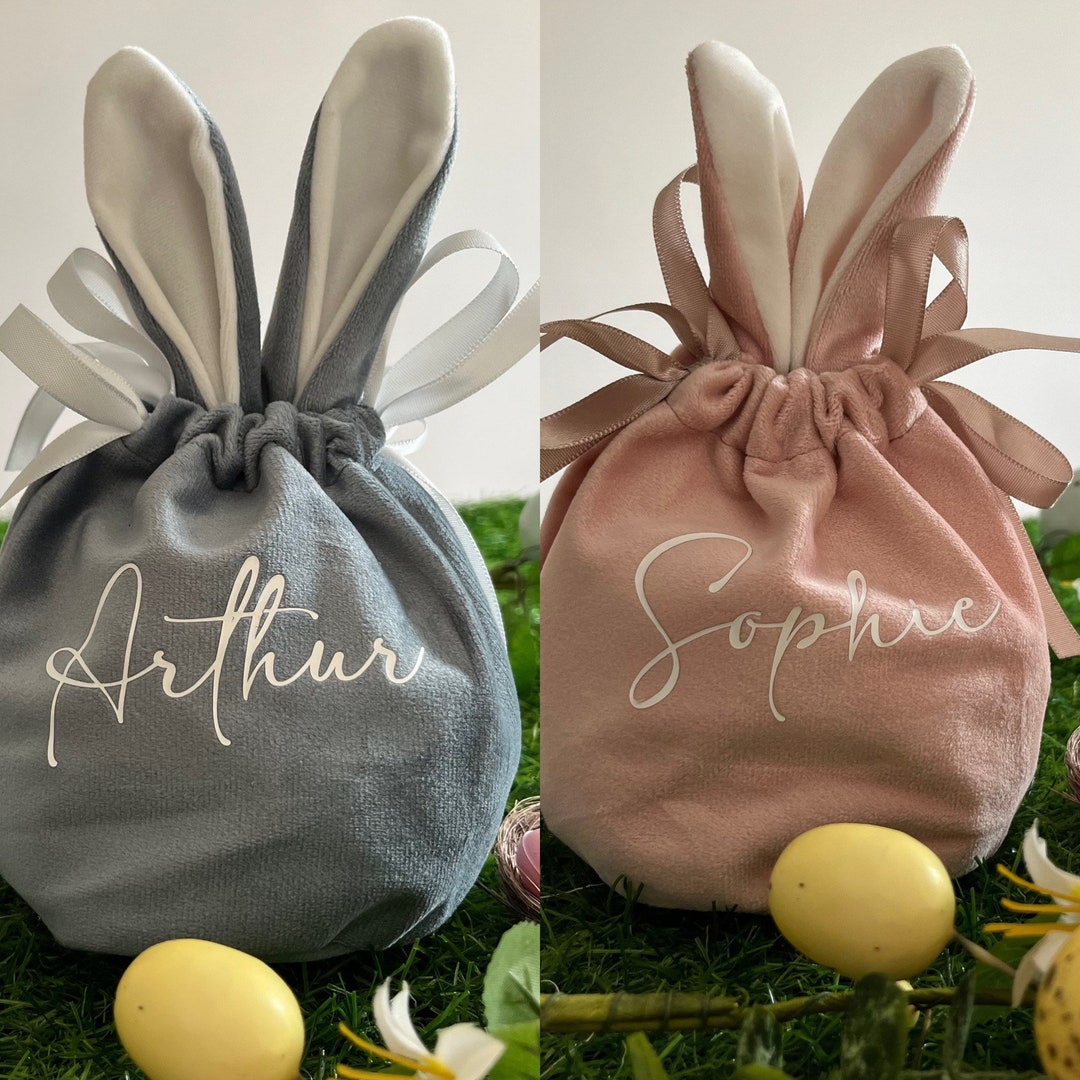 Personalised Easter Bags Velvet Bunny Bag Easter Egg Gifts - Etsy UK
