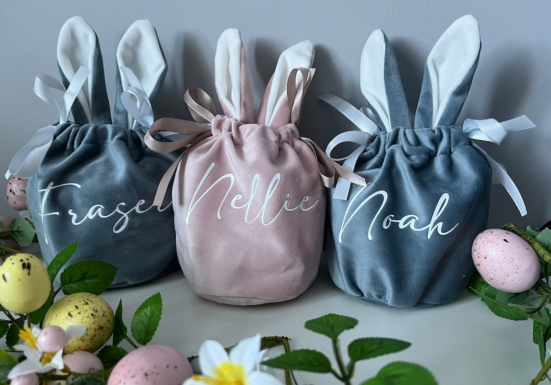 Personalised Easter Bags, Velvet Bunny Bag, Easter Egg Gifts, Easter ...