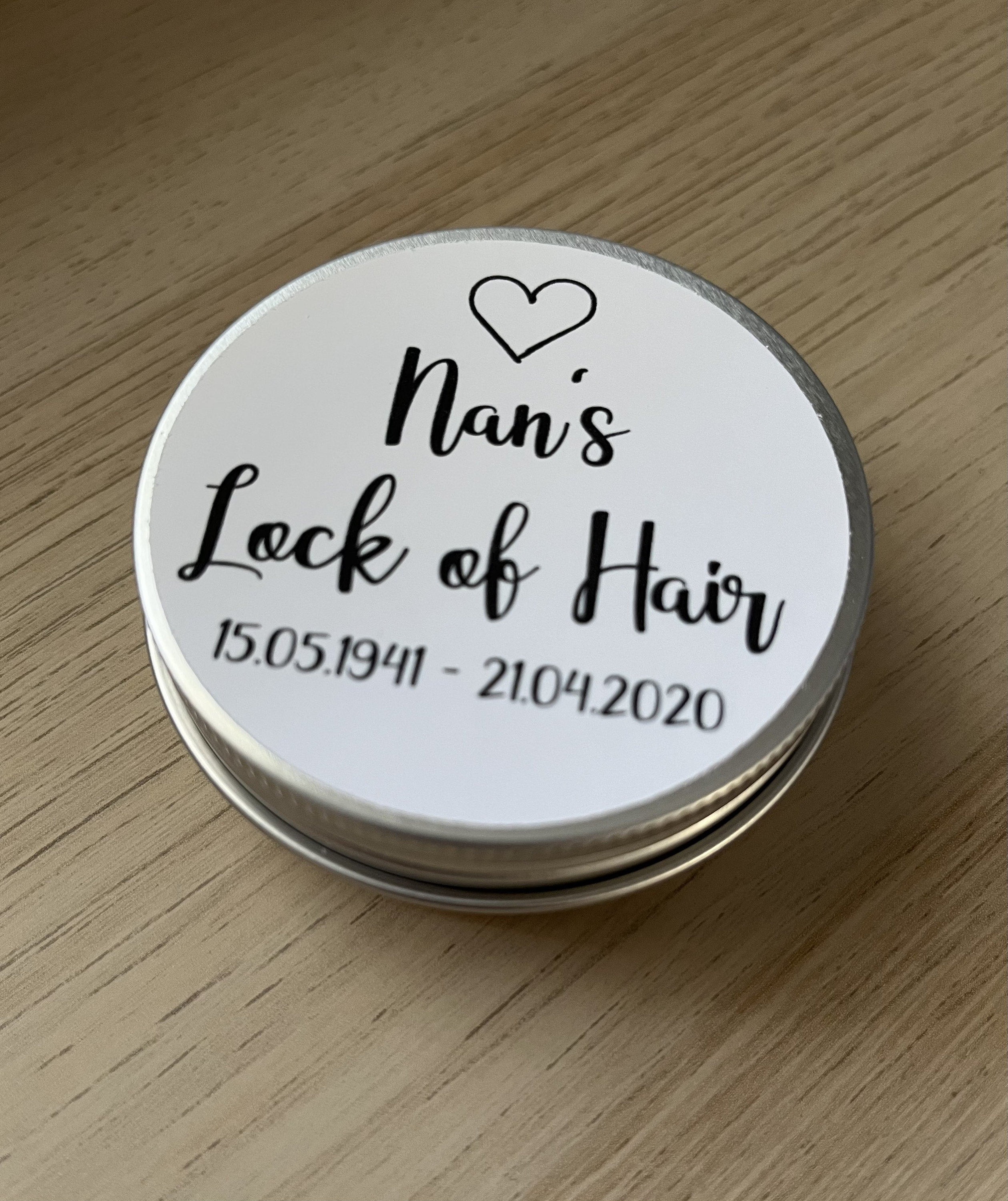 Lock of Hair Keepsake Tin - Etsy UK