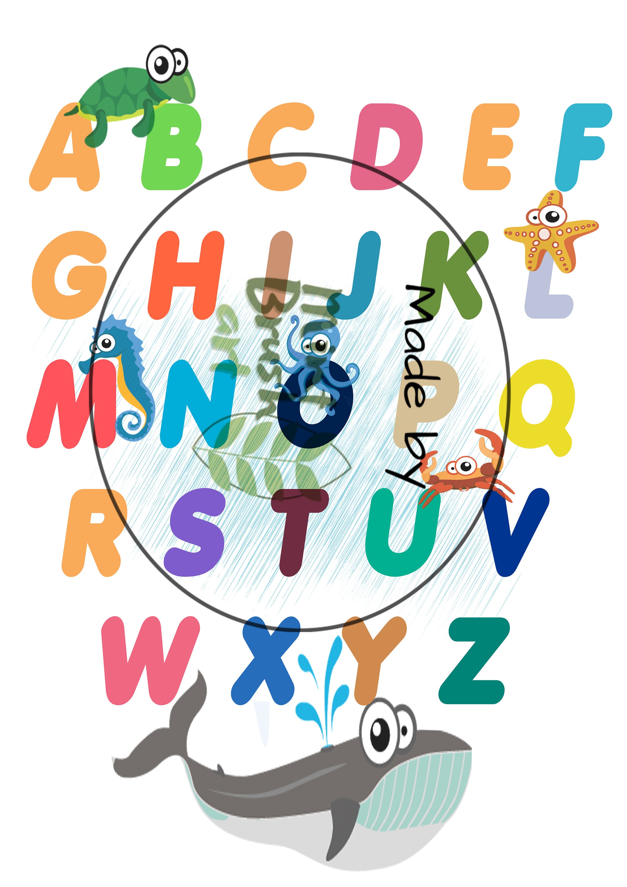 Alphabet imprimable avec les animaux mignons de la mer | Etsy